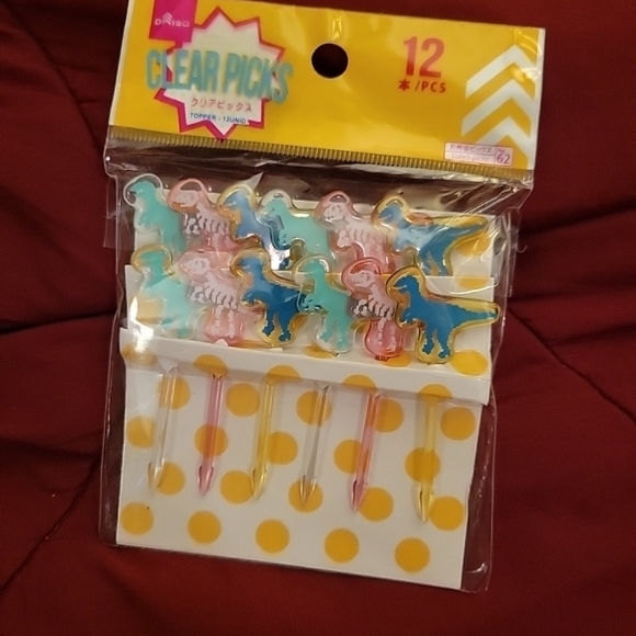 Kitchen | Cute Kawaii Tiny Picks Skewers Dinosaur Shapes Lunchbox Clear ...